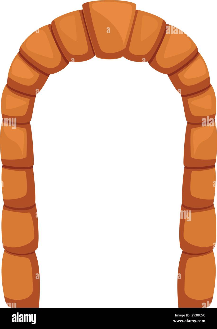 Cartoon style illustration of a brown stone archway standing on a white ...