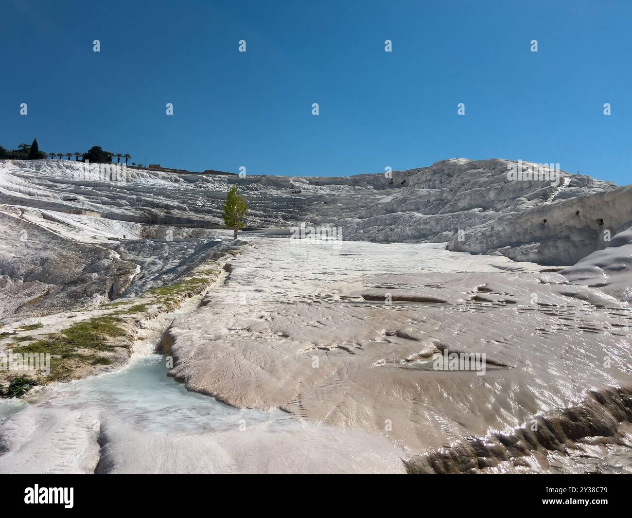 Natural travertine pools and terraces in Pamukkale. Travertines with no ...