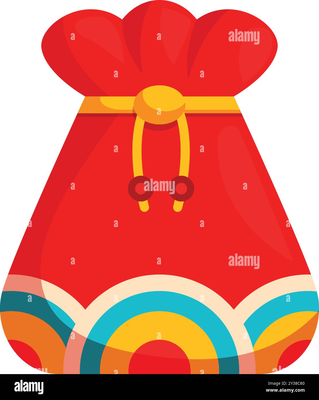 Red money bag with golden string and traditional pattern, symbolizing ...