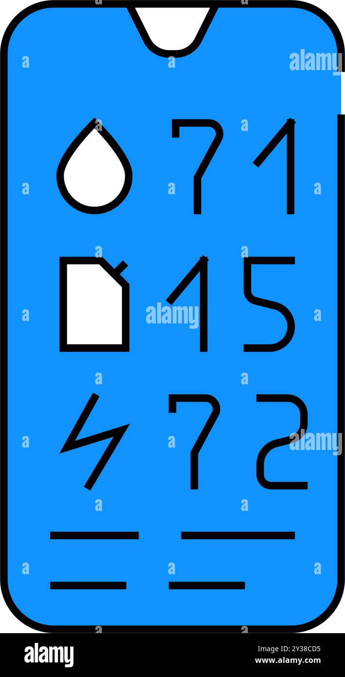 charge level control, water and fuel on mobile phone icon color ...