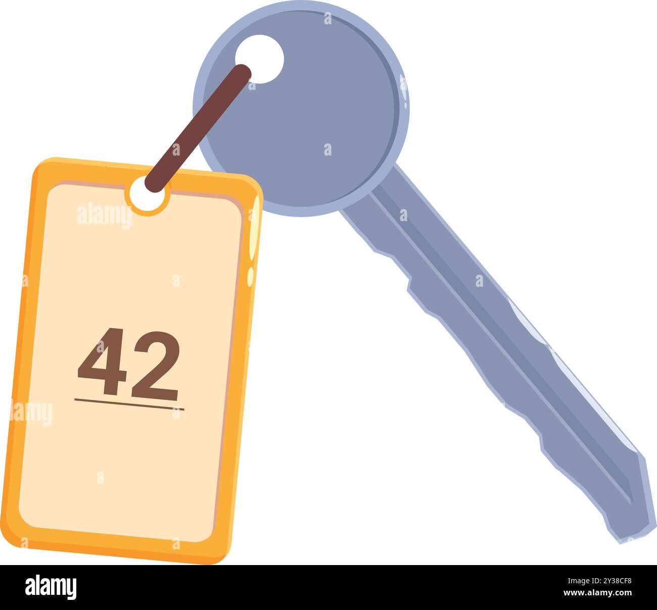 Hotel key with tag number forty two hanging on white background Stock ...
