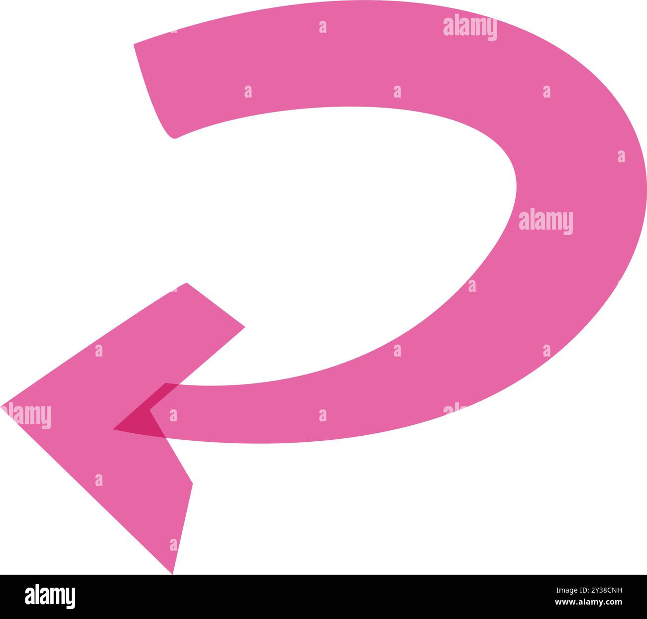 Pink arrow pointing left and forming a half circle on a white ...