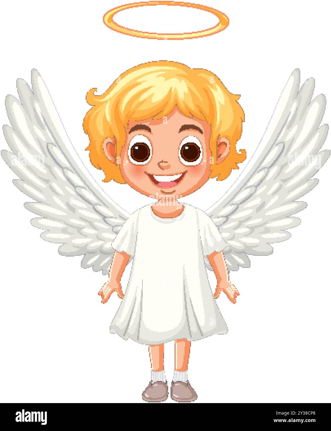 Happy angel child with wings and halo Stock Vector Image & Art - Alamy