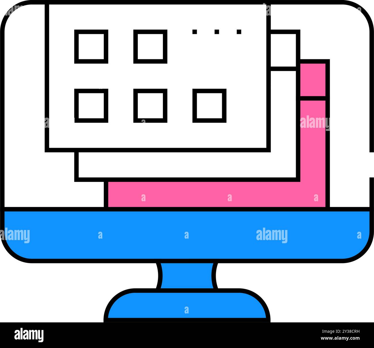 opened windows of operating system icon color illustration Stock Vector ...