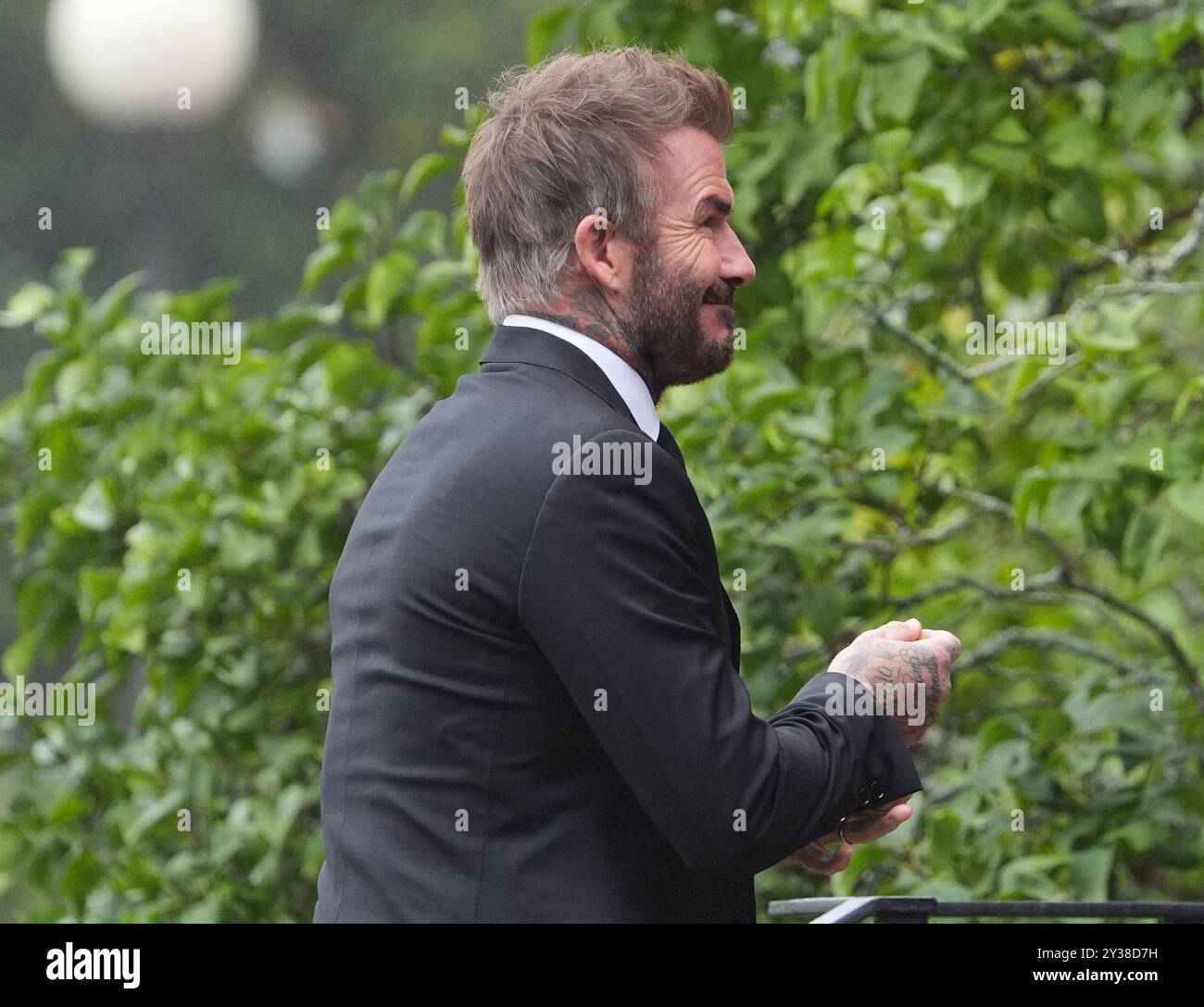 David Beckham arrives for the funeral of Sven-Goran Eriksson at ...
