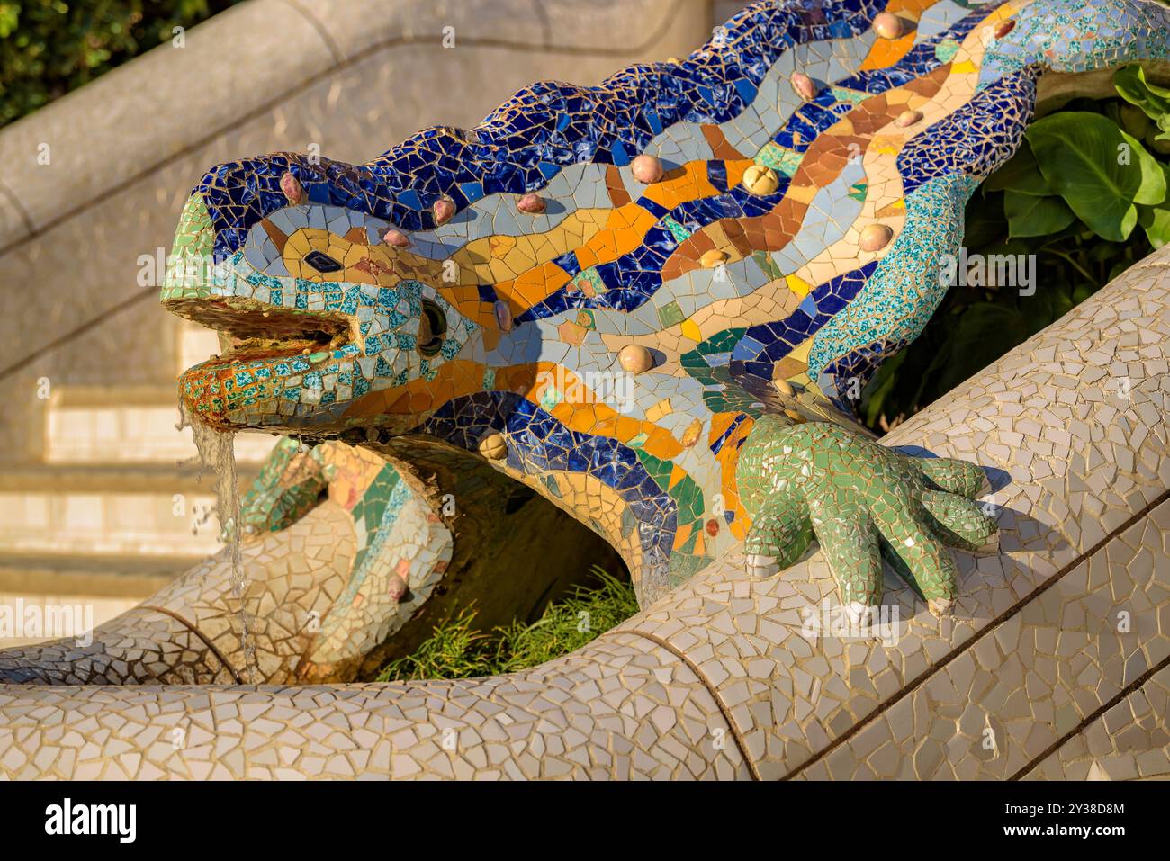Dragon - salamander from Park Güell, covered with trencadís (mosaic ...