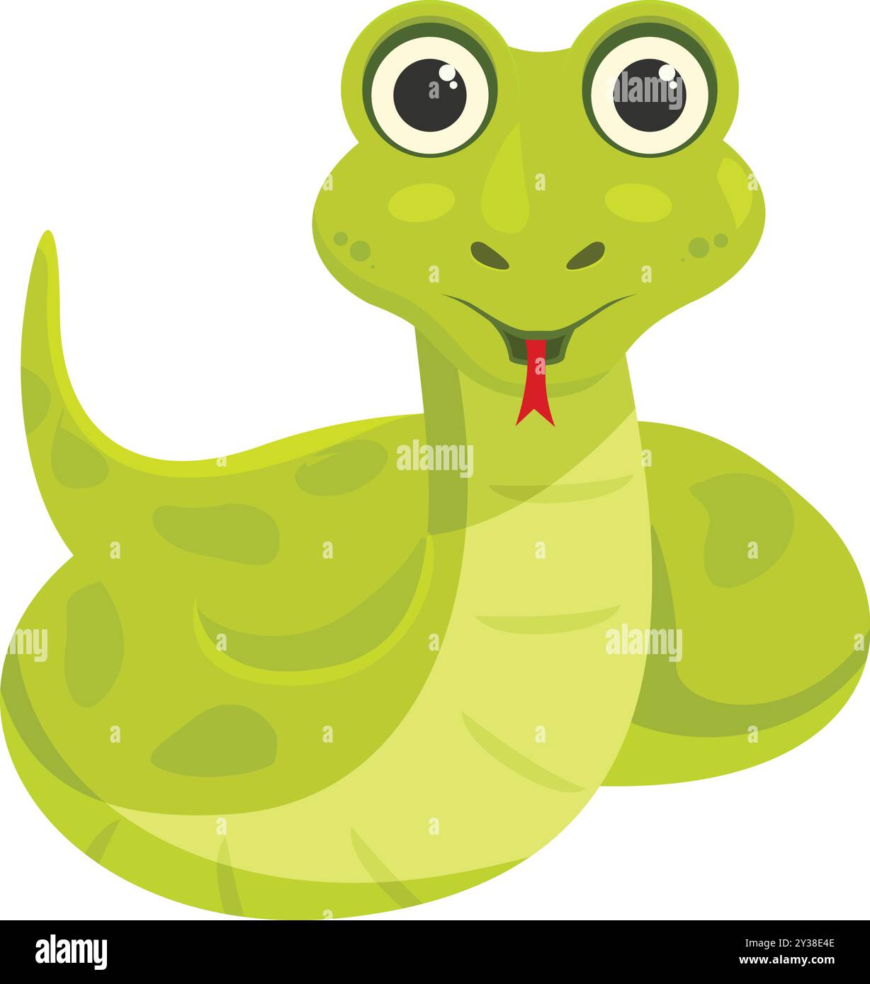 Cartoon illustration of a cute green snake sticking out its tongue ...