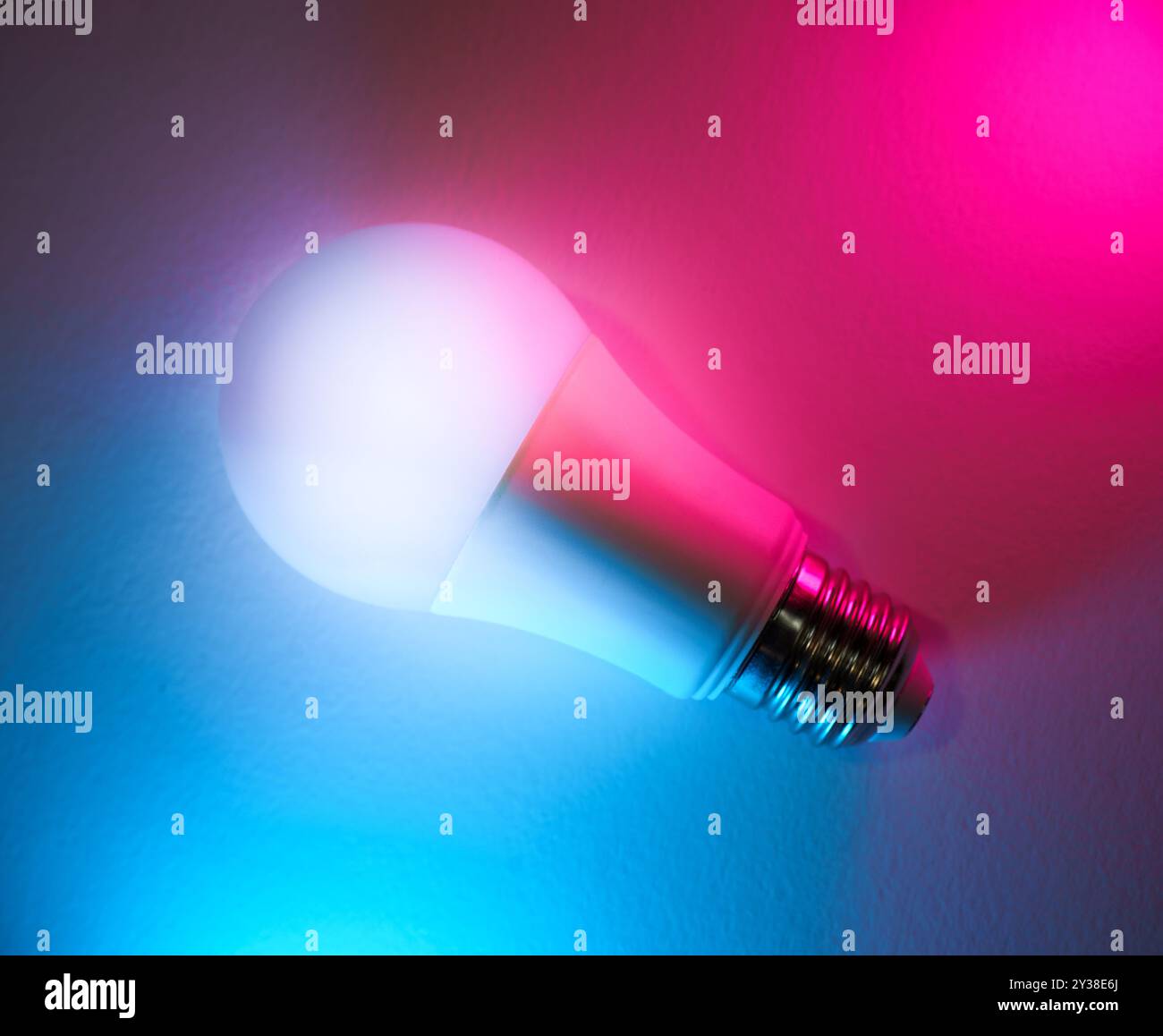 Smart home light bulb neon light Stock Photo - Alamy