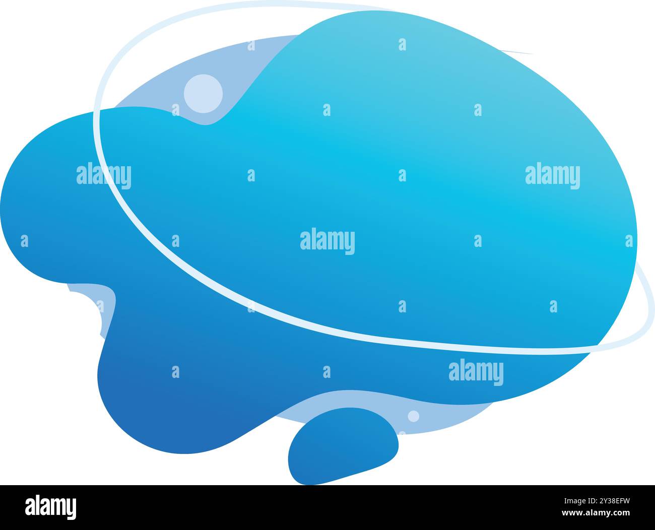 Blue abstract shape with gradient and white stroke orbiting around ...
