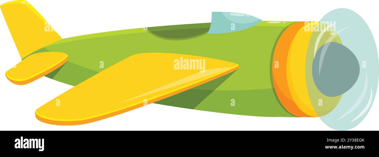 This cartoon airplane is flying through a clear sky with its propeller ...