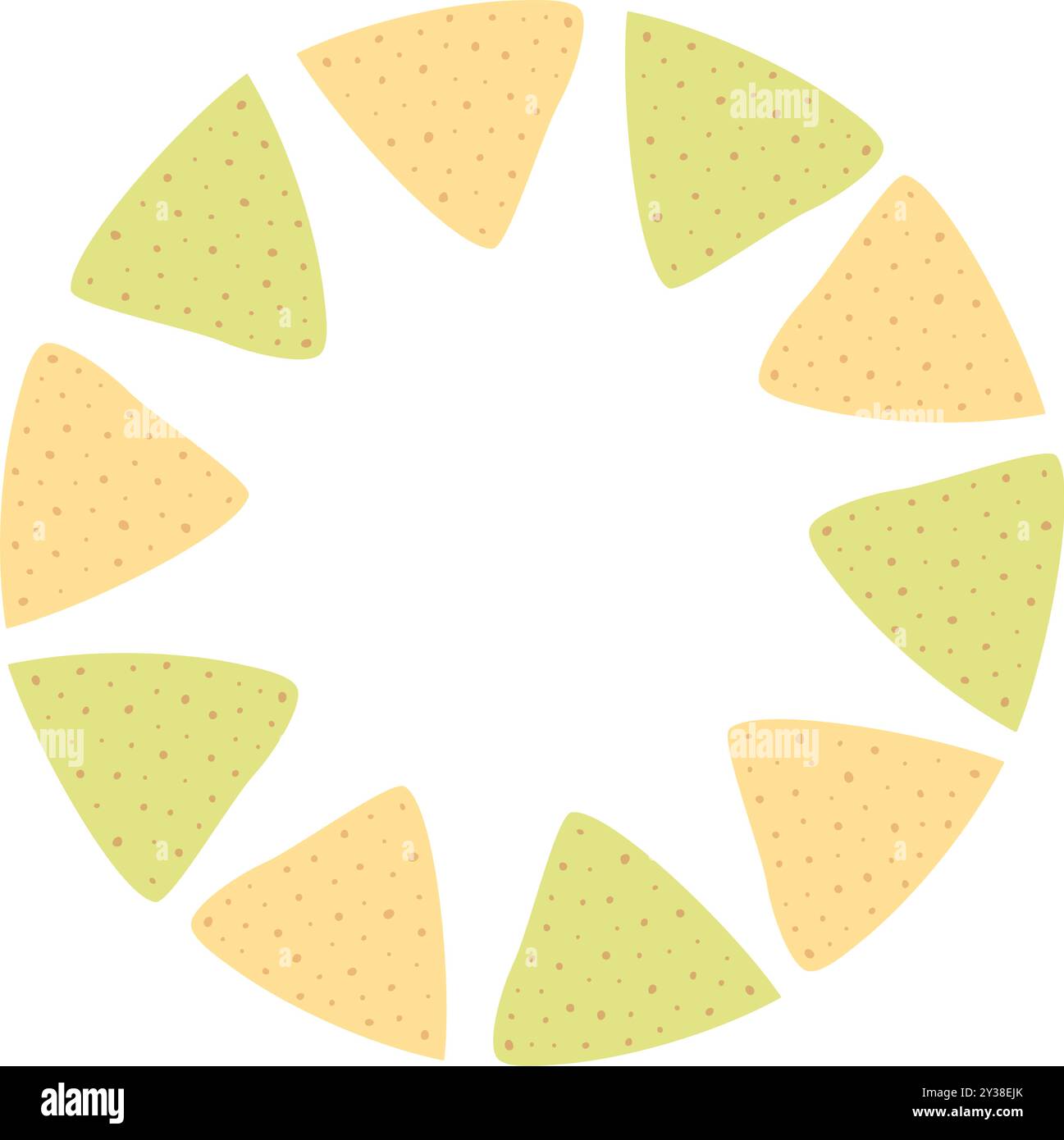 Spinach and corn nachos Abstract round frame Copy space Lettering ...