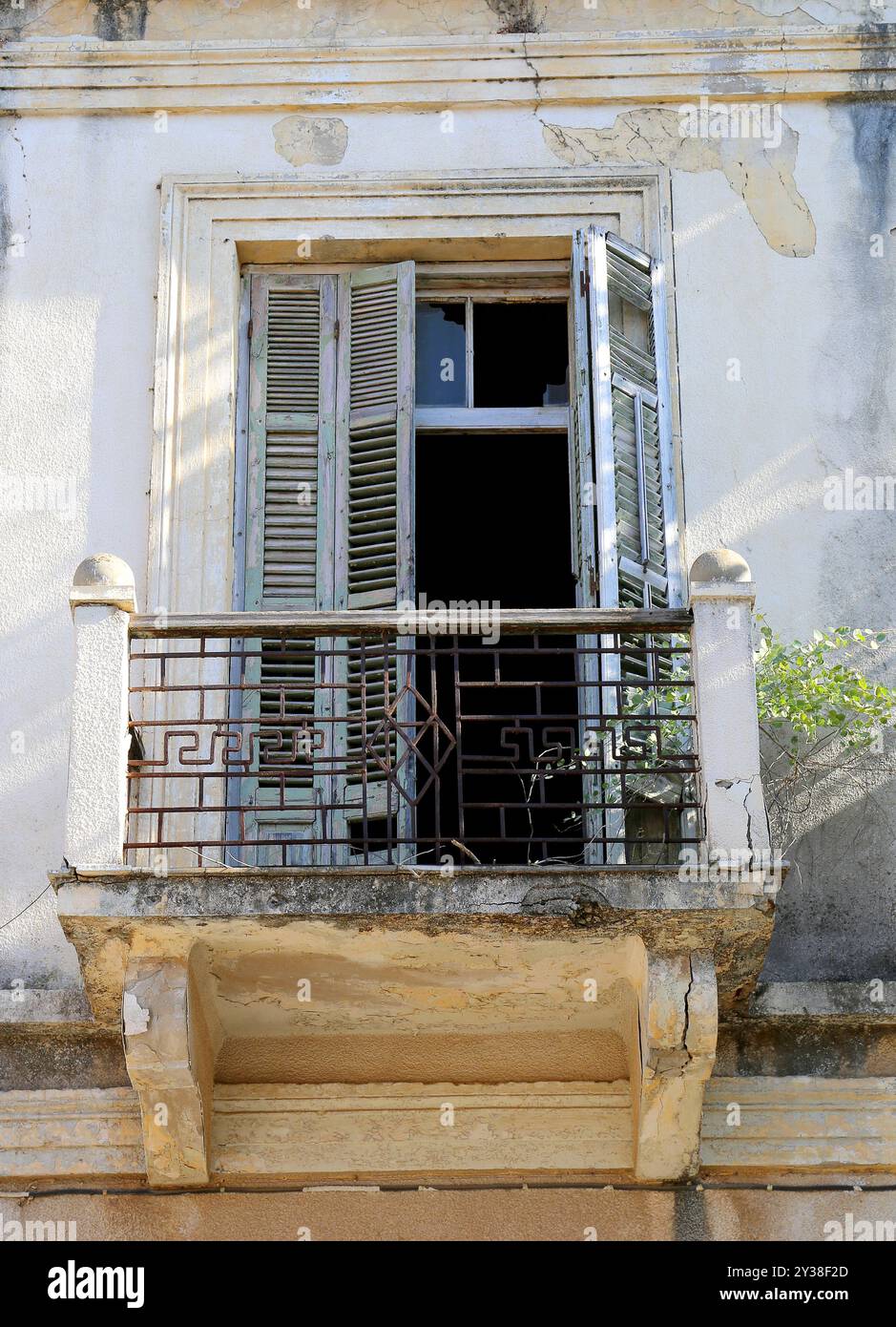 Shutters of The Abandoned Old House Balcony in Varosha, Famagusta ...