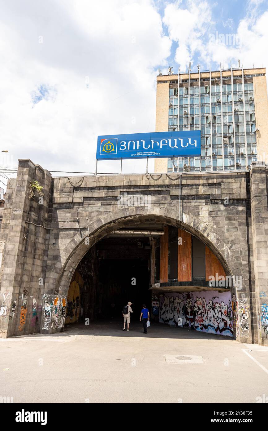 Yerevan, Armenia - June 29, 2024: entrance to Kond pedestrian tunnel ...