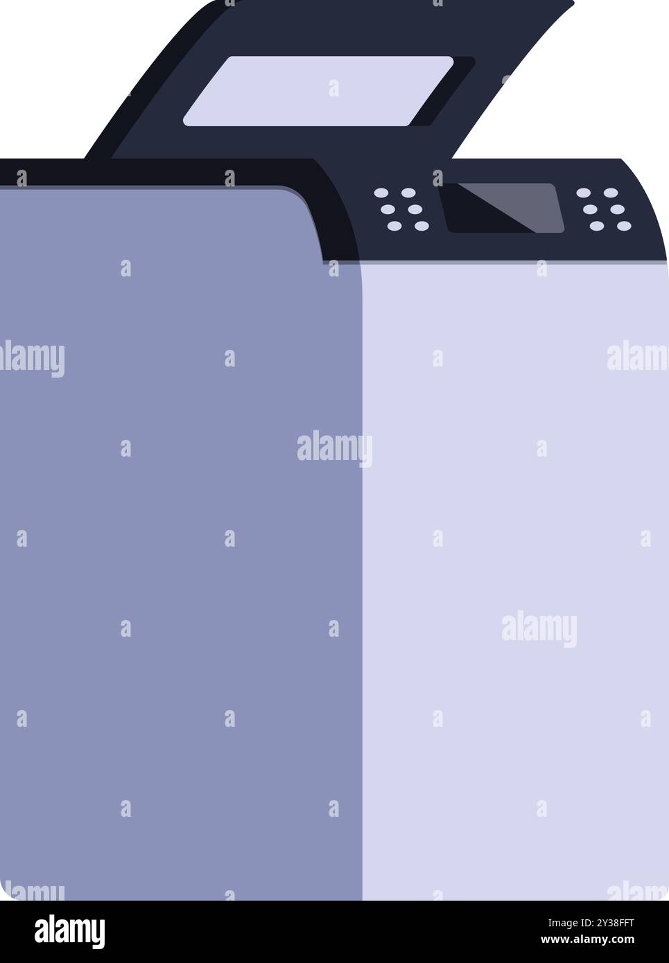 Modern multifunction printer standing with its scanner lid open, ready ...