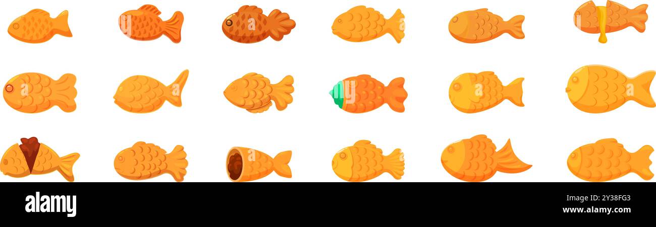 Bungeo ppang icons set. Set of bungeoppang, a popular korean street ...