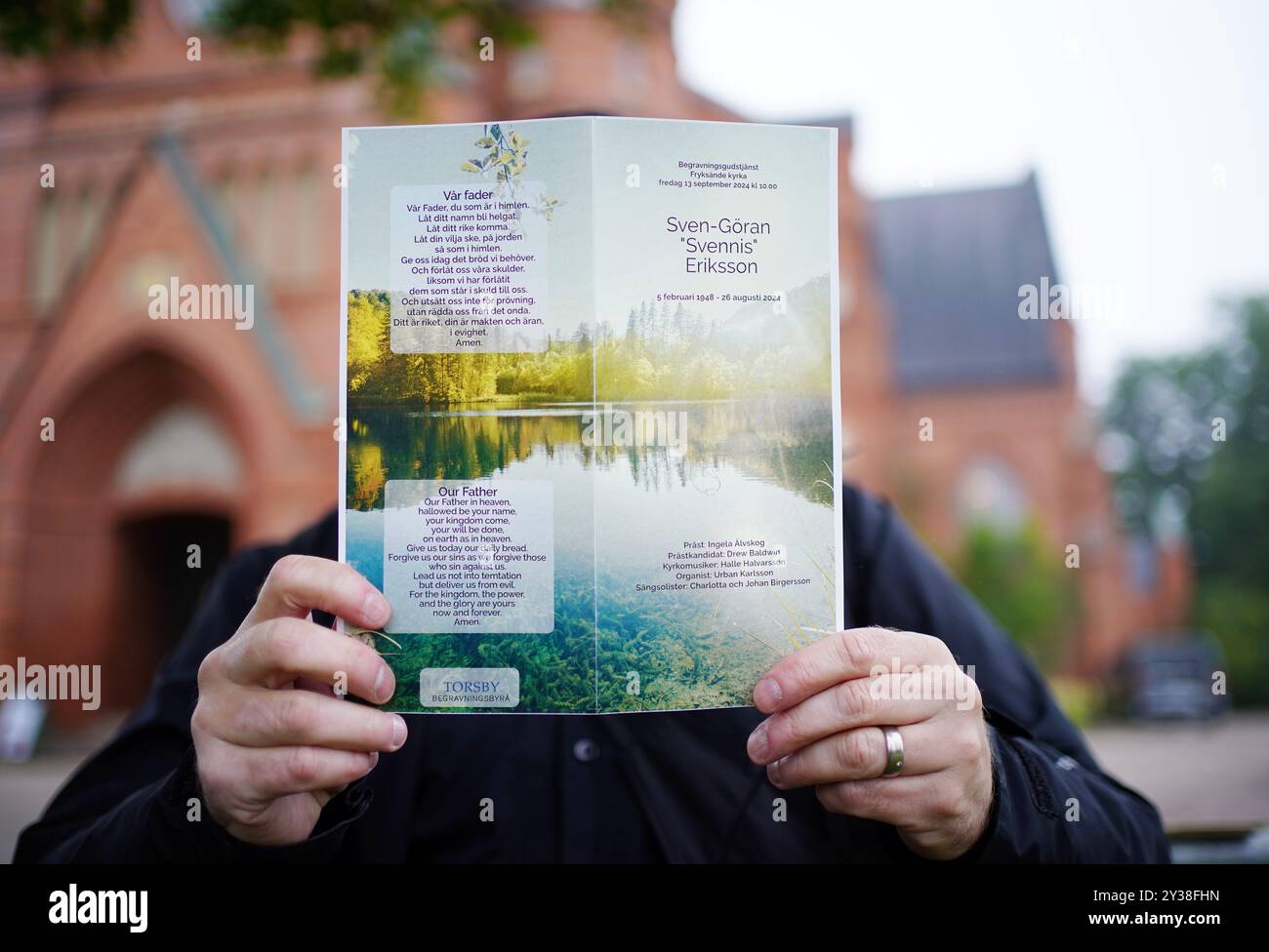 A view of the order of service for the funeral of Sven-Goran Eriksson ...