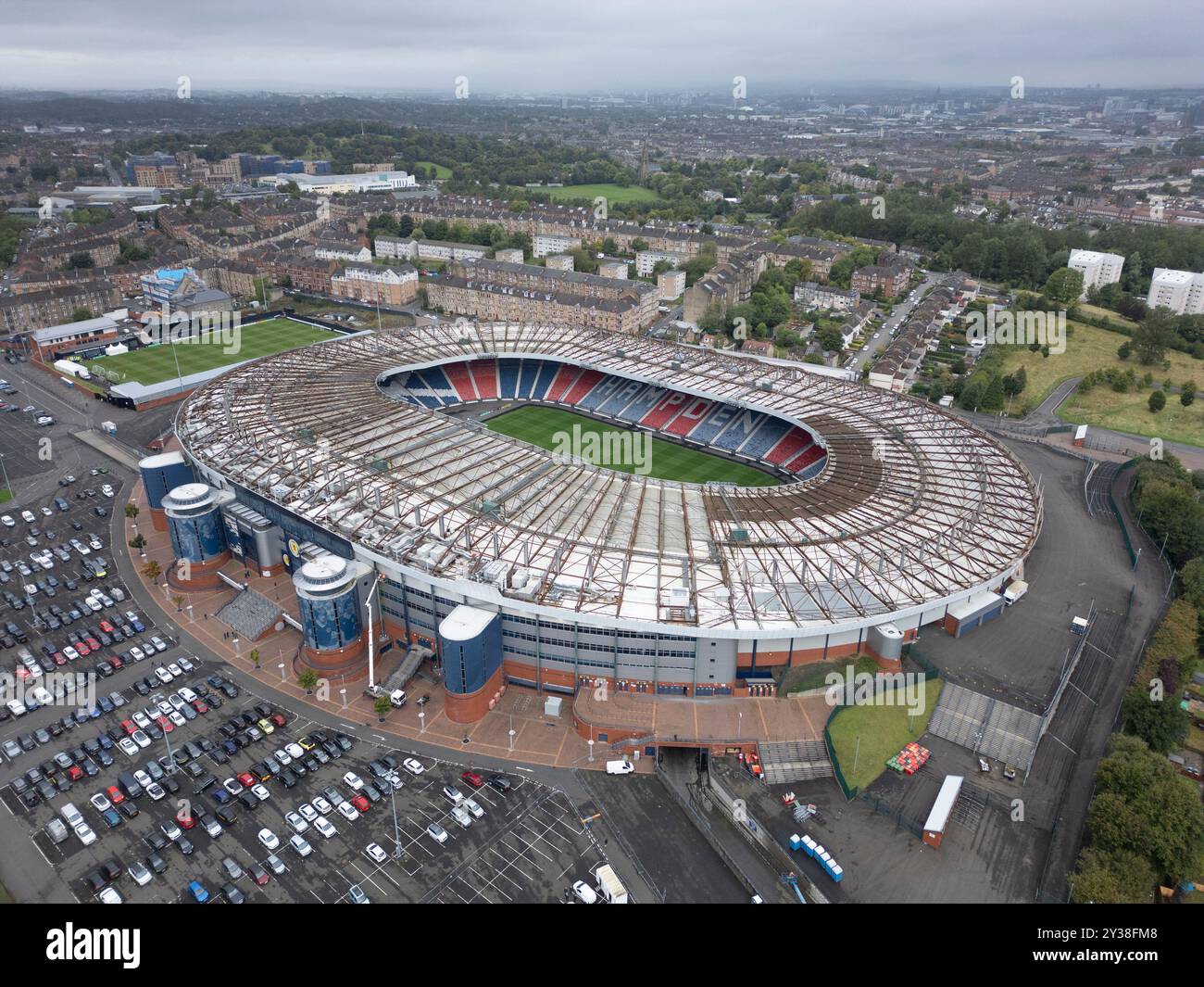 Aerial view from drone of Hampden Park football stadium in Glasgow ...