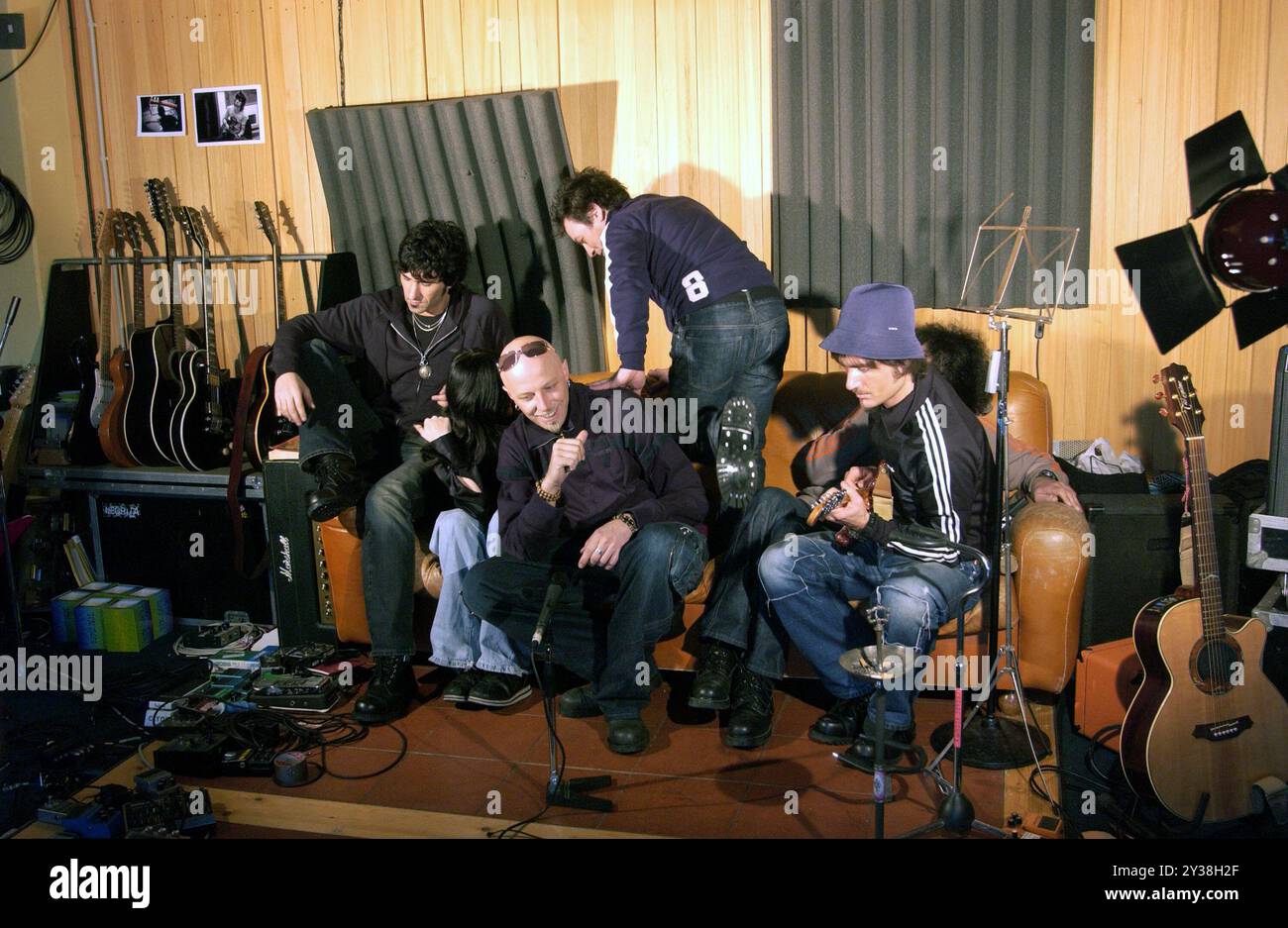 Arezzo Italy 13/03/2003:Negrita, Italian Rock band, during a video ...