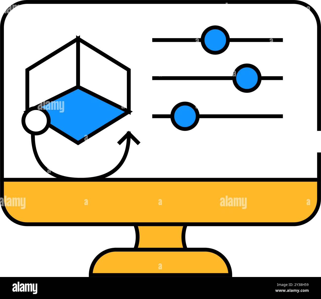 3d object settings icon color illustration Stock Vector Image & Art - Alamy