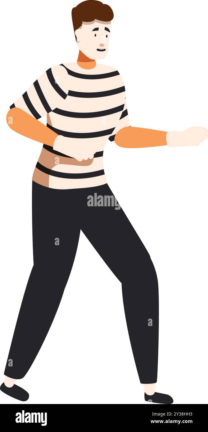 Male mime artist is walking and gesturing during his pantomime show on ...