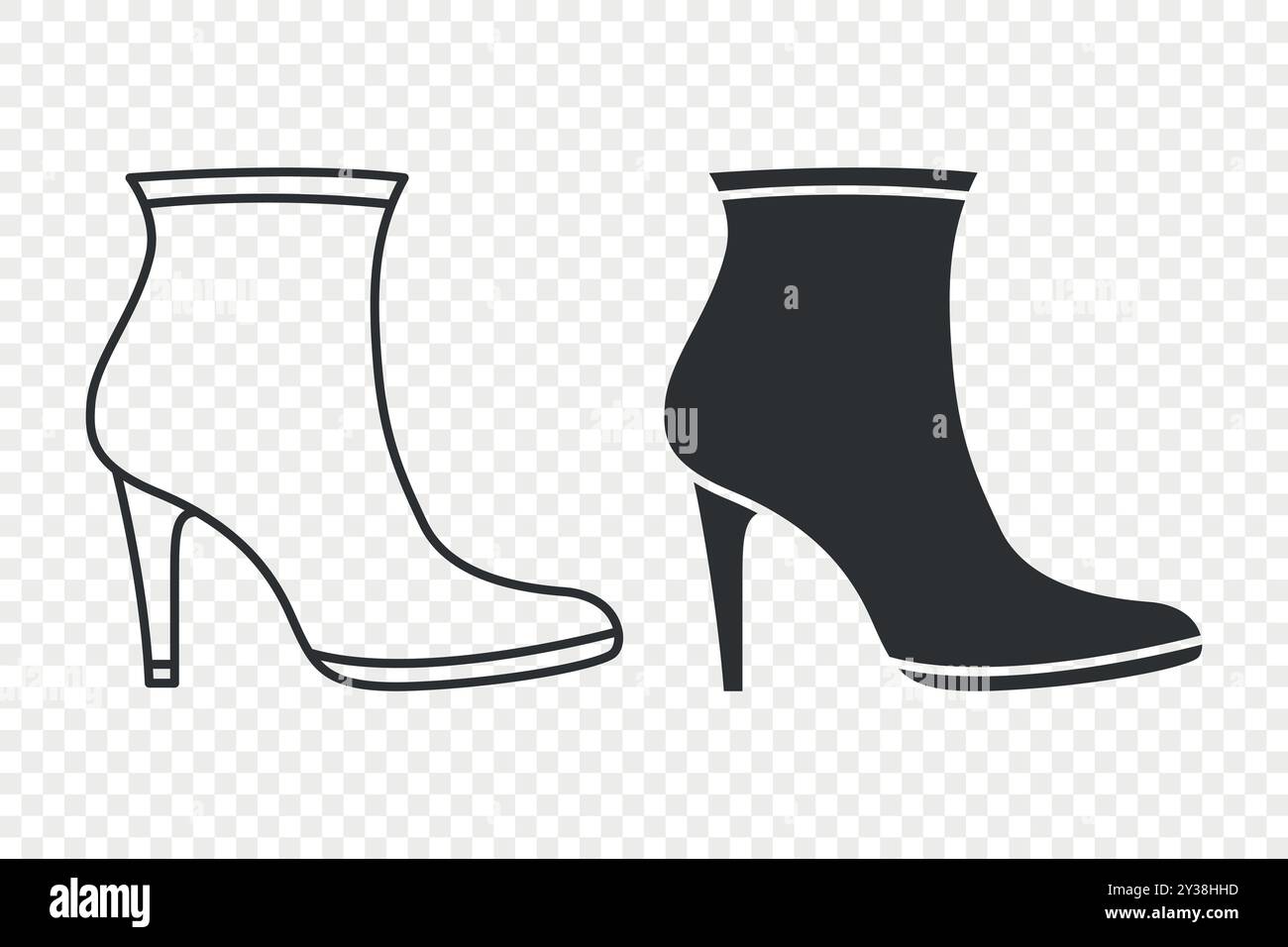 Flat Vector Linear and Silhouette Women s Ankle Boots with Stiletto ...