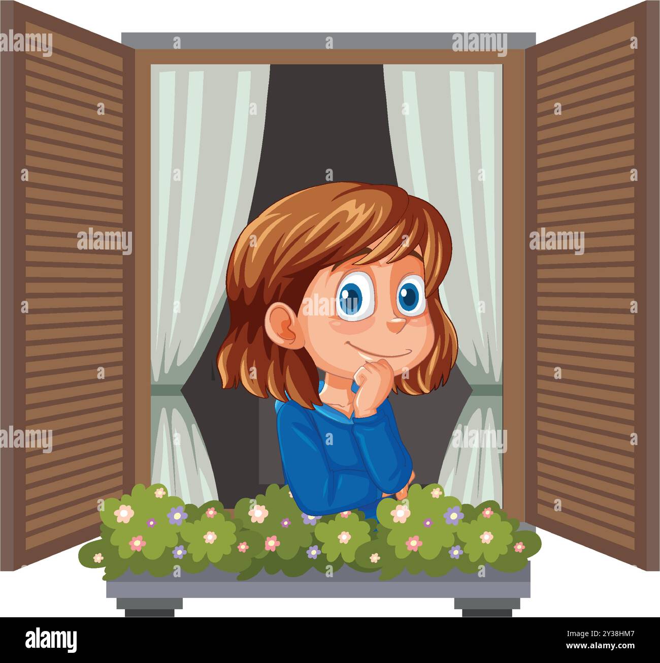 Child looking out a window Stock Vector Images - Alamy