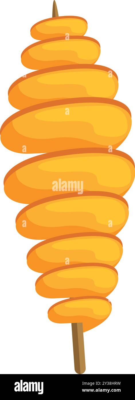 Delicious tornado potato skewer spinning on a white background Stock ...