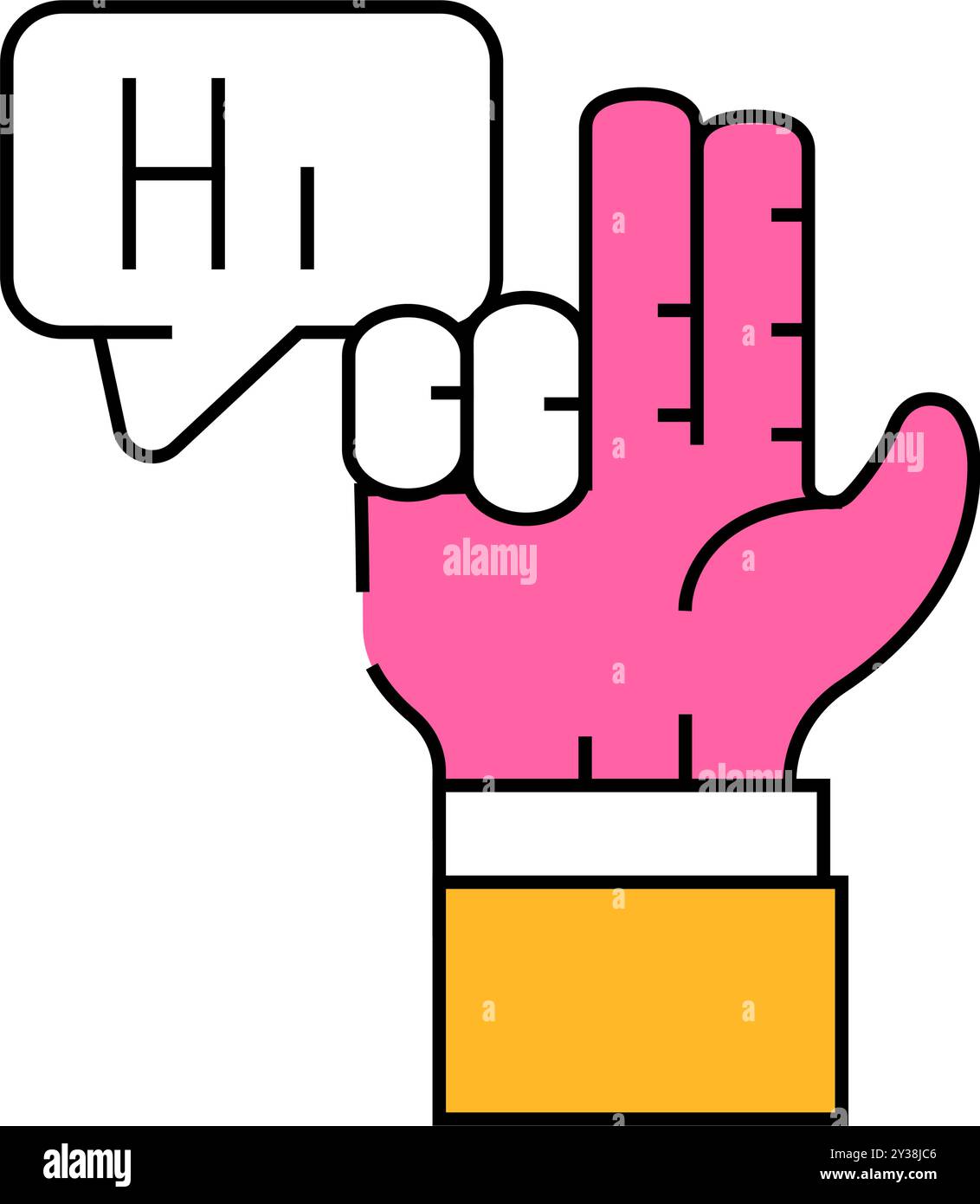 communication in sign language icon color illustration Stock Vector ...