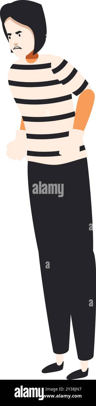 Mime artist is striking a pose and expressing anger Stock Vector Image ...