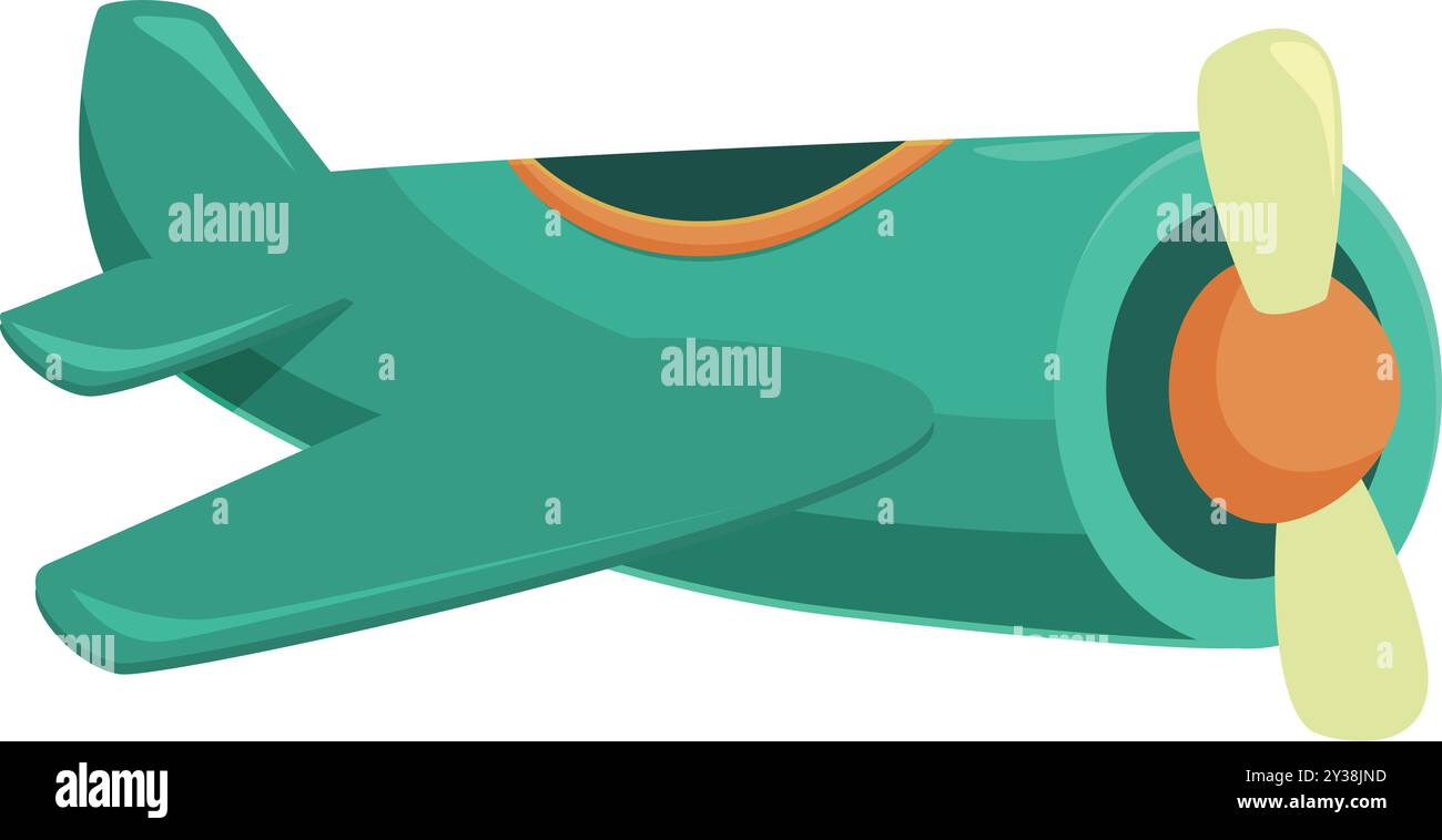 Green cartoon airplane flying with its propeller, ideal for children ...