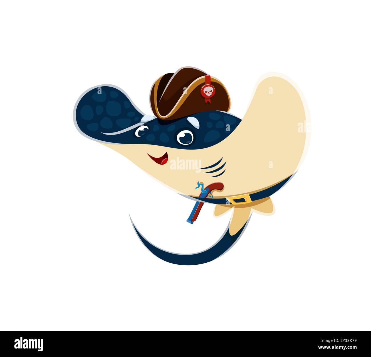 Cartoon stingray pirate or corsair captain, vector sea animal character ...