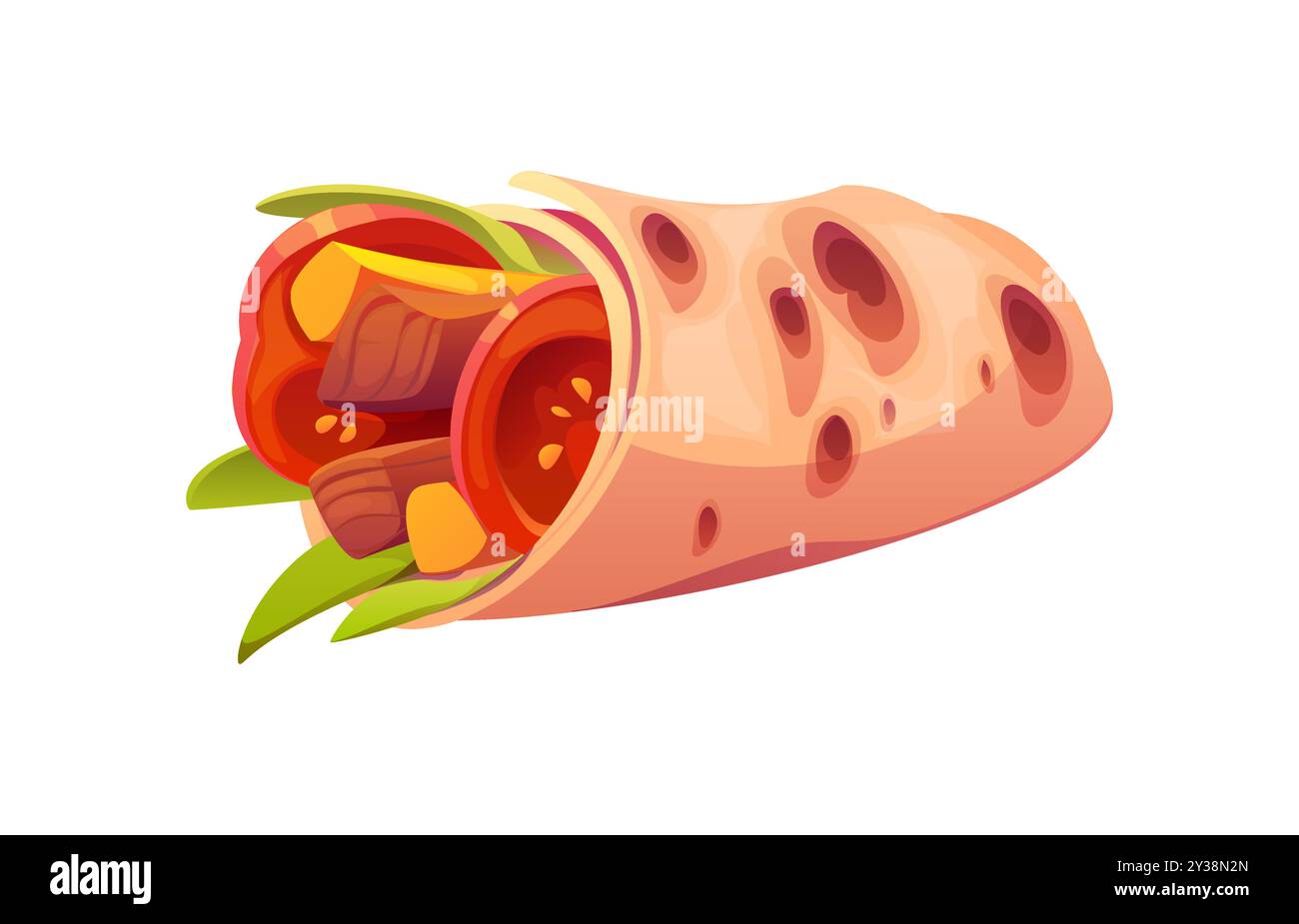 Cartoon burrito, Mexican fast food meal. Isolated vector flavorful tex ...