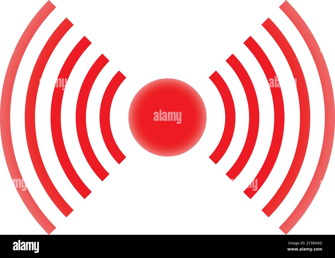 Red pain symbol radiating waves of discomfort, ideal for topics such as ...