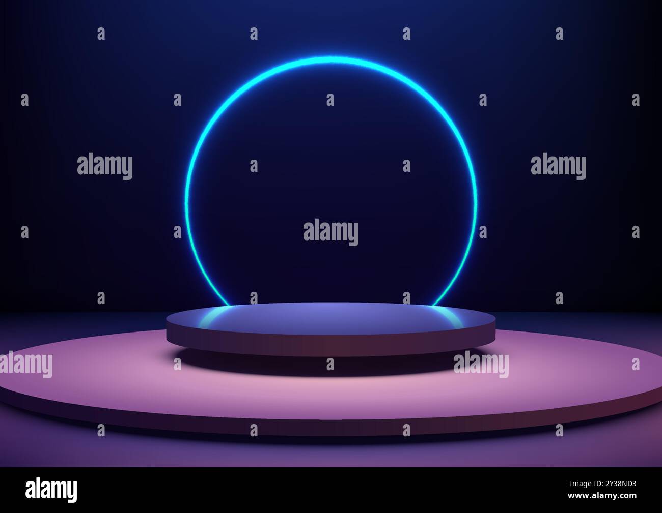 3D Technology Display with Neon Blue Light Above Circular Platform ...