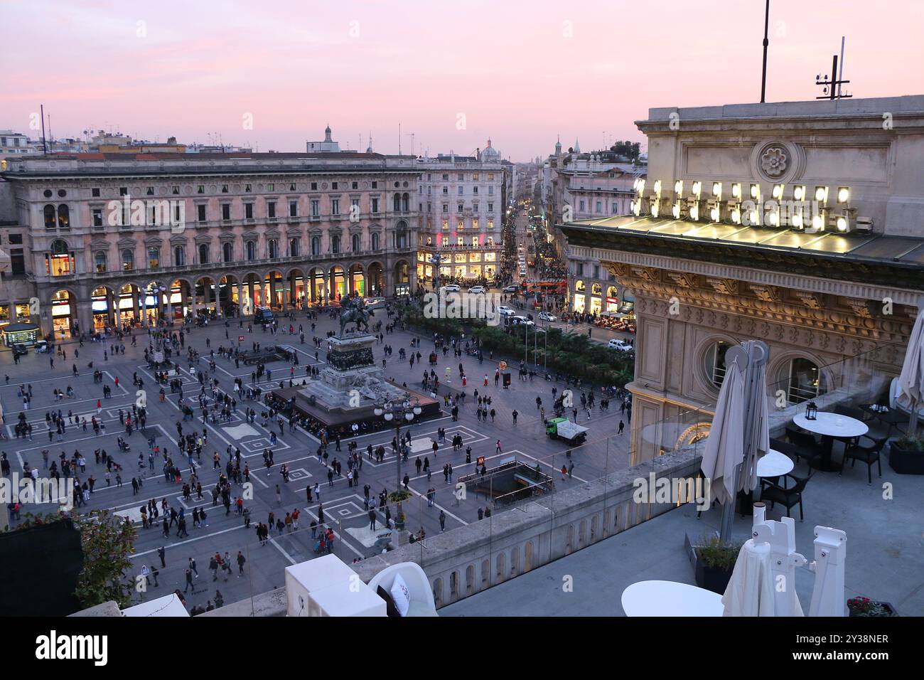 Milano, Italy. View of Duomo square from the top of Galleria Vittorio ...