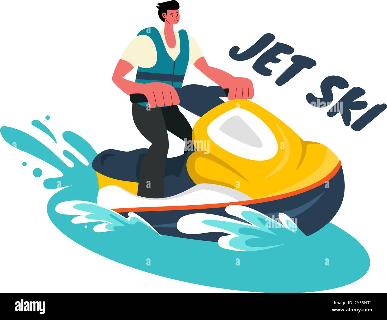 Vector Illustration of People Riding Jet Skis with Summer Vacation Recreation and Resort Beach ...