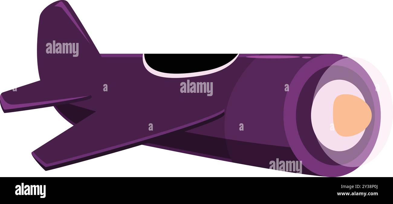 Purple cartoon airplane flying in the sky with the propeller spinning ...