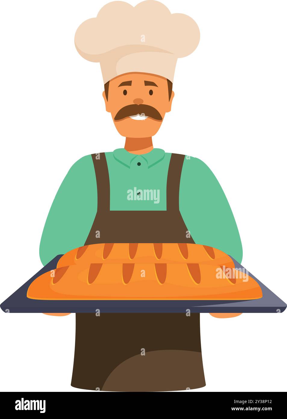 Baker is holding a tray full of fresh baked loaves of bread Stock ...
