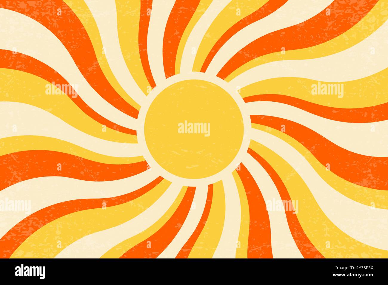 Sunrays retro background. Vector summer 70s poster. Abstract groovy ...