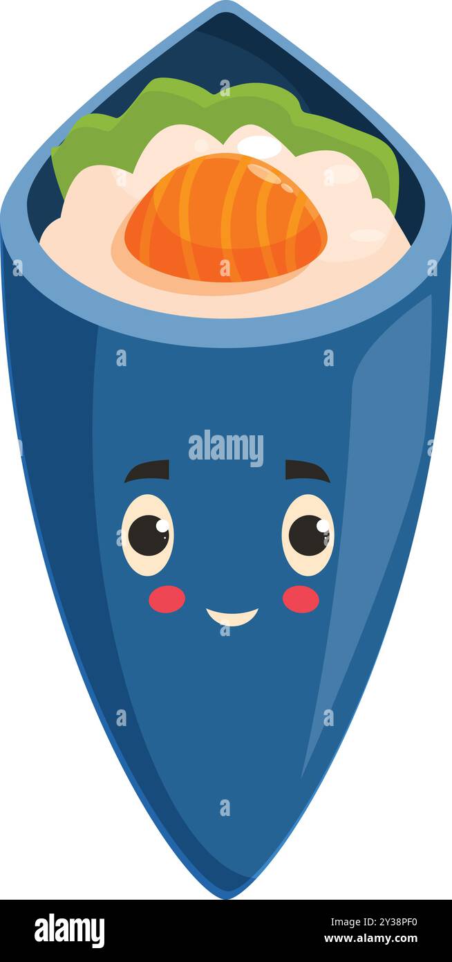 Cartoon temaki character with a happy expression, perfect for ...