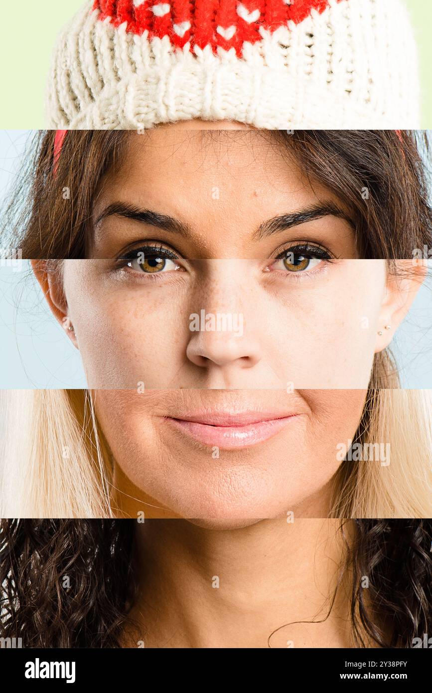 People, portrait and collage in studio for inclusion, composite and ...