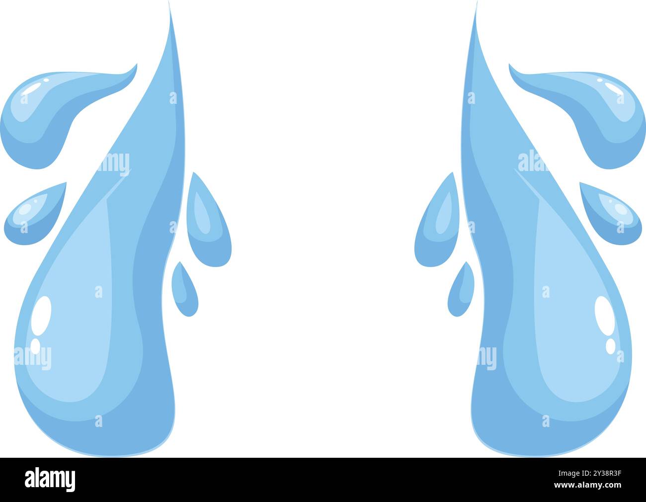Illustration featuring two cartoon water splashes dripping down against ...