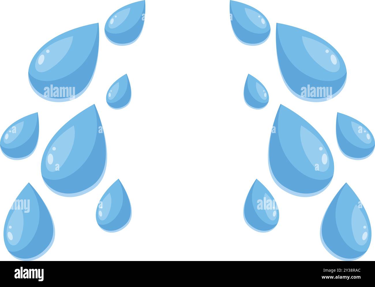 Several cartoon water drops are falling down, forming a border with ...