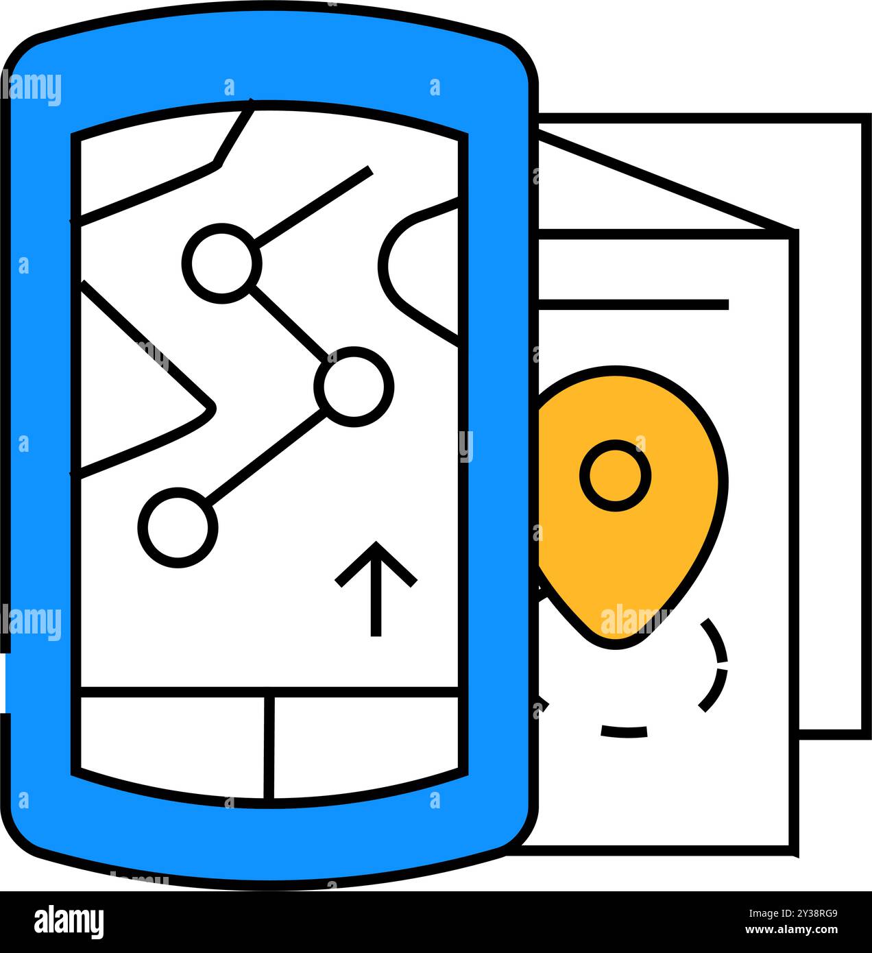 electronic and paper maps icon color illustration Stock Vector Image ...