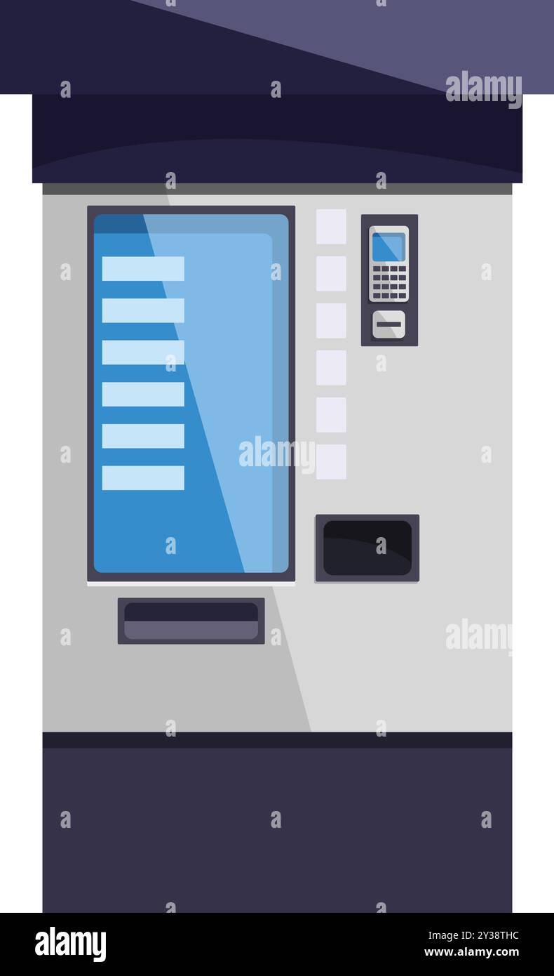 Modern vending machine displaying products for sale on a digital screen ...