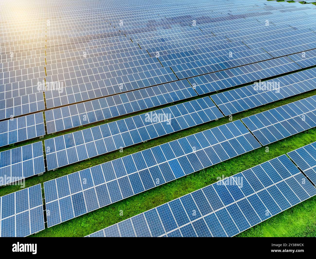 Aerial view of solar farm. Sustainable renewable energy and modern ...