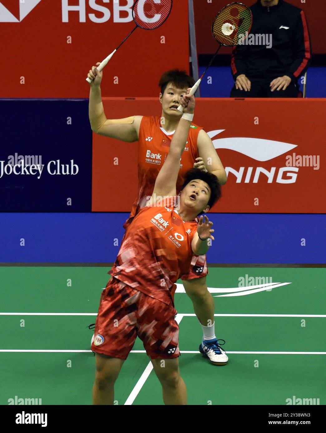 Hong Kong, China. 13th Sep, 2024. Liu Shengshu/Tan Ning (front) compete ...