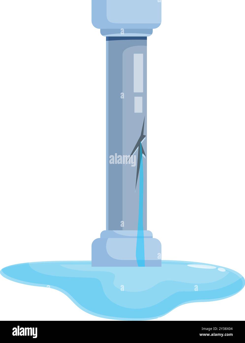 Cartoon style illustration of a leaking water pipe creating a puddle ...