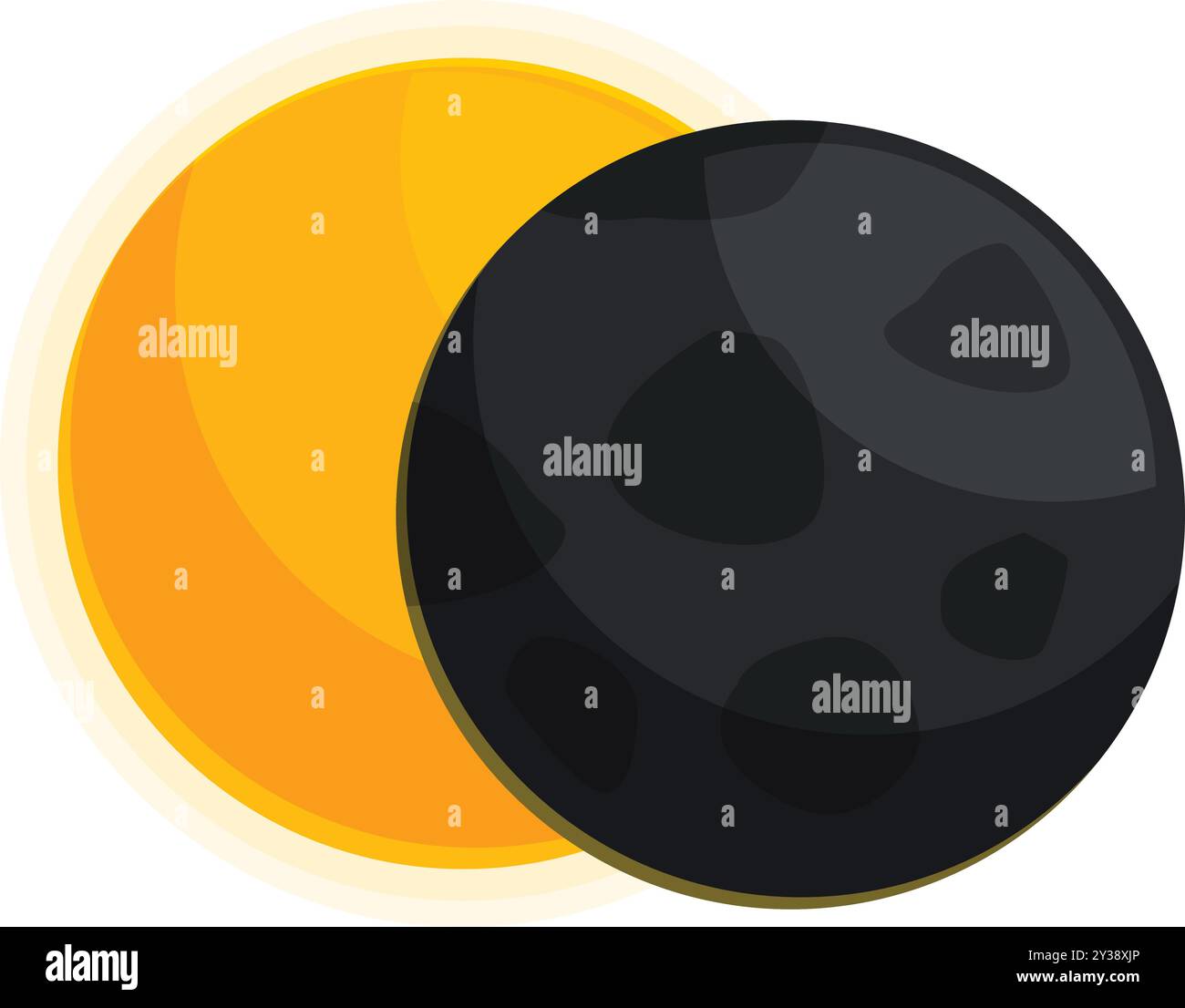 Illustration of a dark planet passing in front of the sun creating a ...