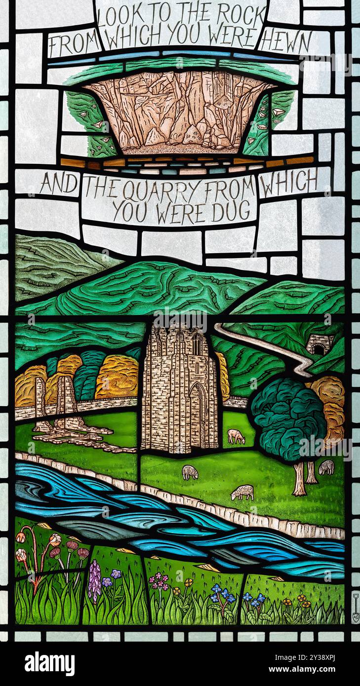 The remains of Shap Abbey, sheltered in the Lowther valley, depicted in ...